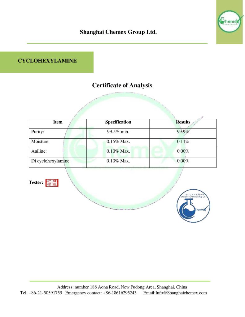 Buy Cyclohexylamine; Price, Uses, and Analysis - Shanghai Chemex
