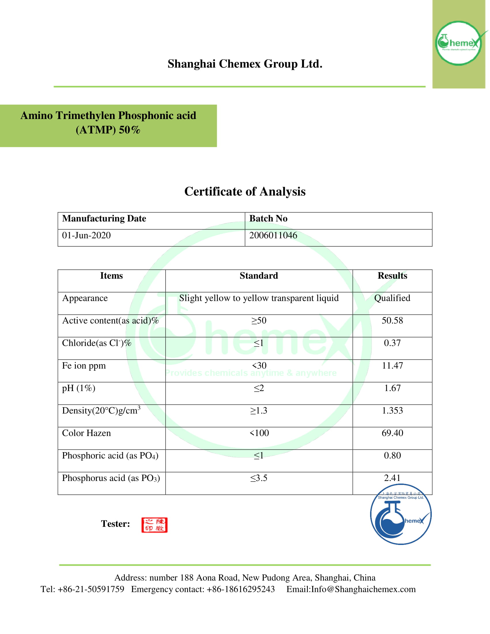 ATMP - Shanghai Chemex Group Ltd.