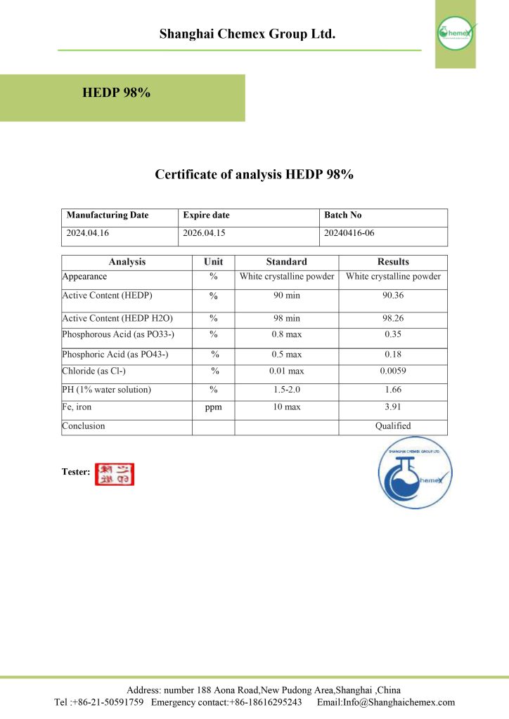 Buy Etidronic acid (HEDP); Price, Uses, and Analysis- Shanghai Chemex