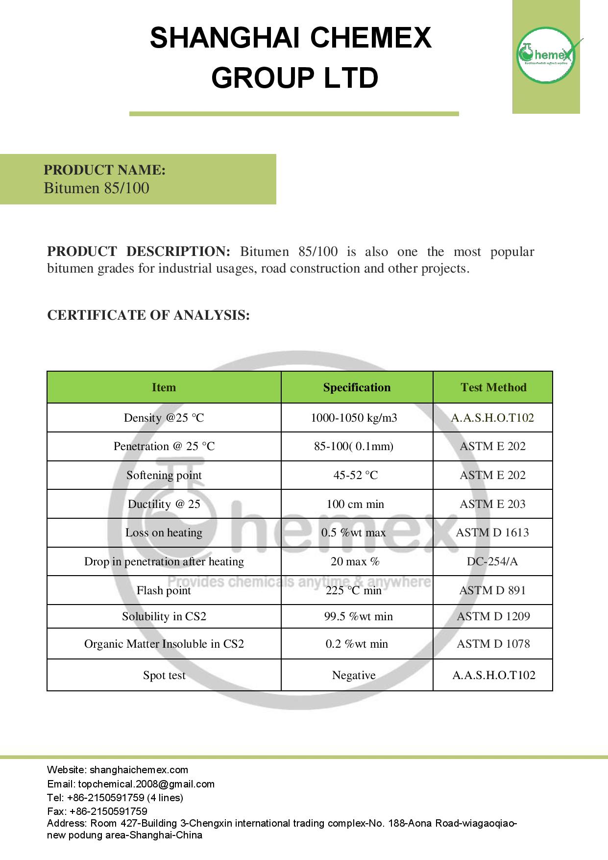 Bitumen 85/100 | Shanghai Chemex