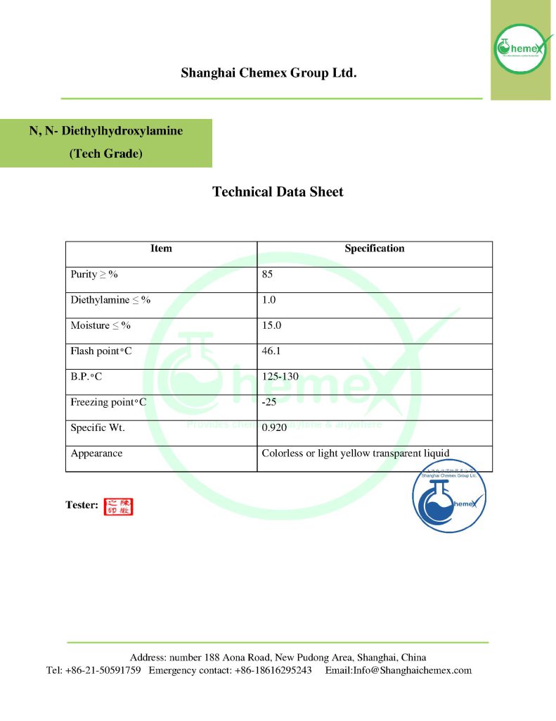 Buy Diethyl hydroxylamine (DEHA); Price, Uses, and Analysis - Shanghai ...