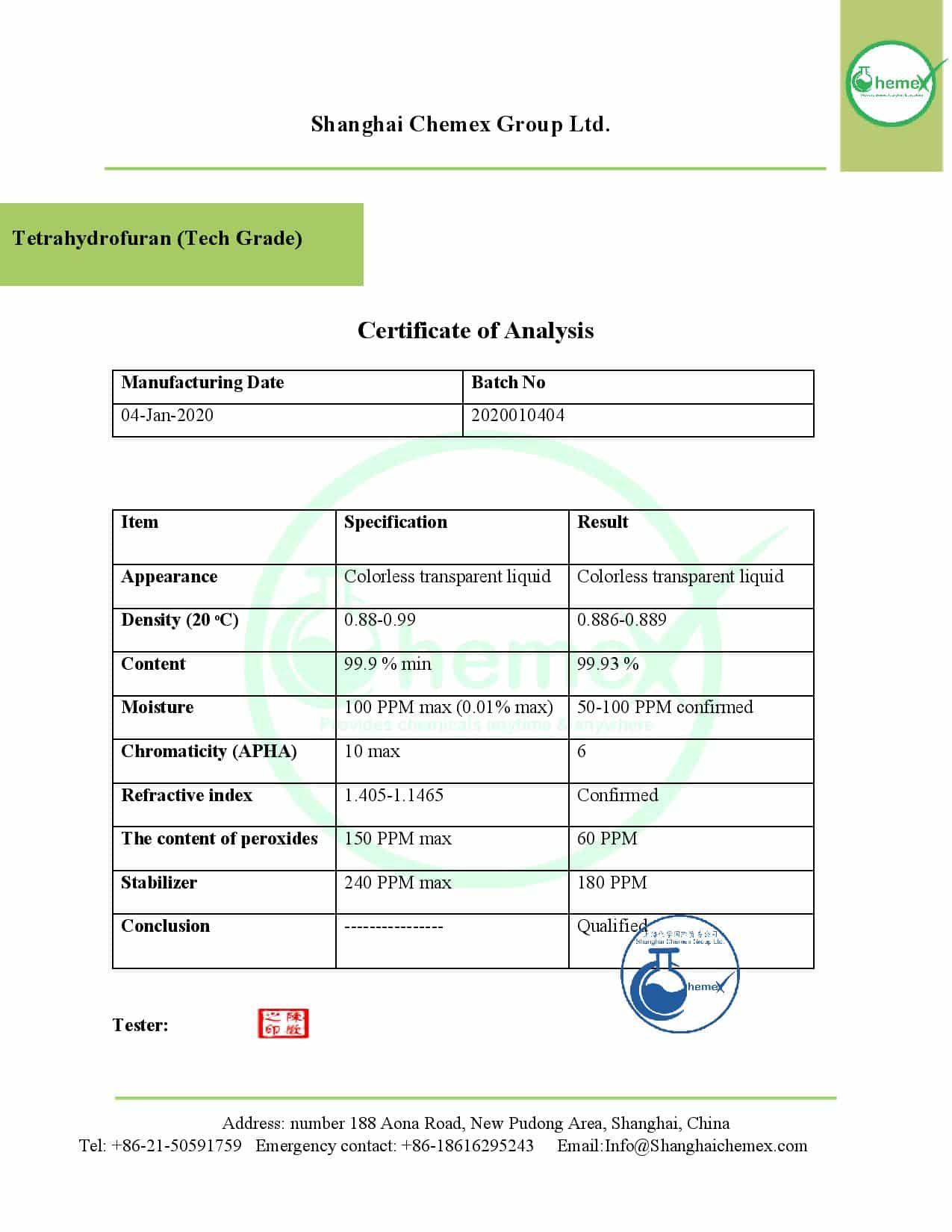 Buy Tetrahydrofuran(THF); Price, Uses, and Structure| Shanghai Chemex