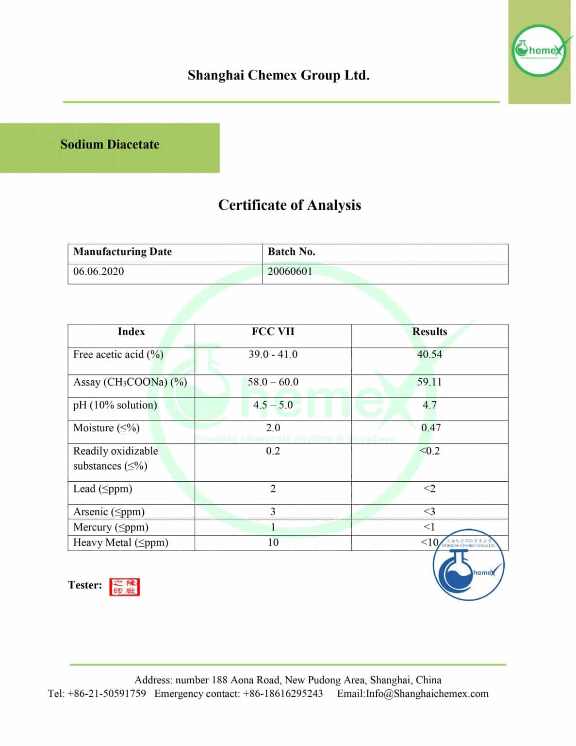 Buy Sodium Diacetate; Price, Uses, and Structure | Shanghai Chemex