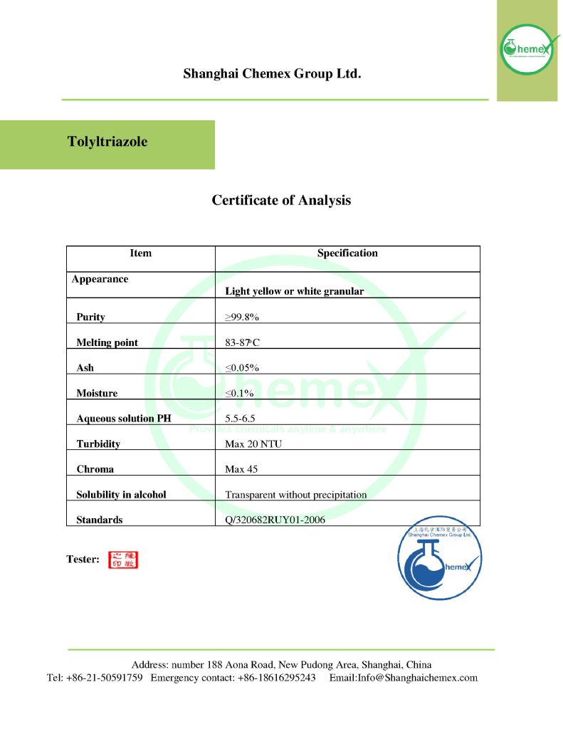 Buy Tolyltriazole (TTA); Price, Uses, and Properties - Shanghai Chemex