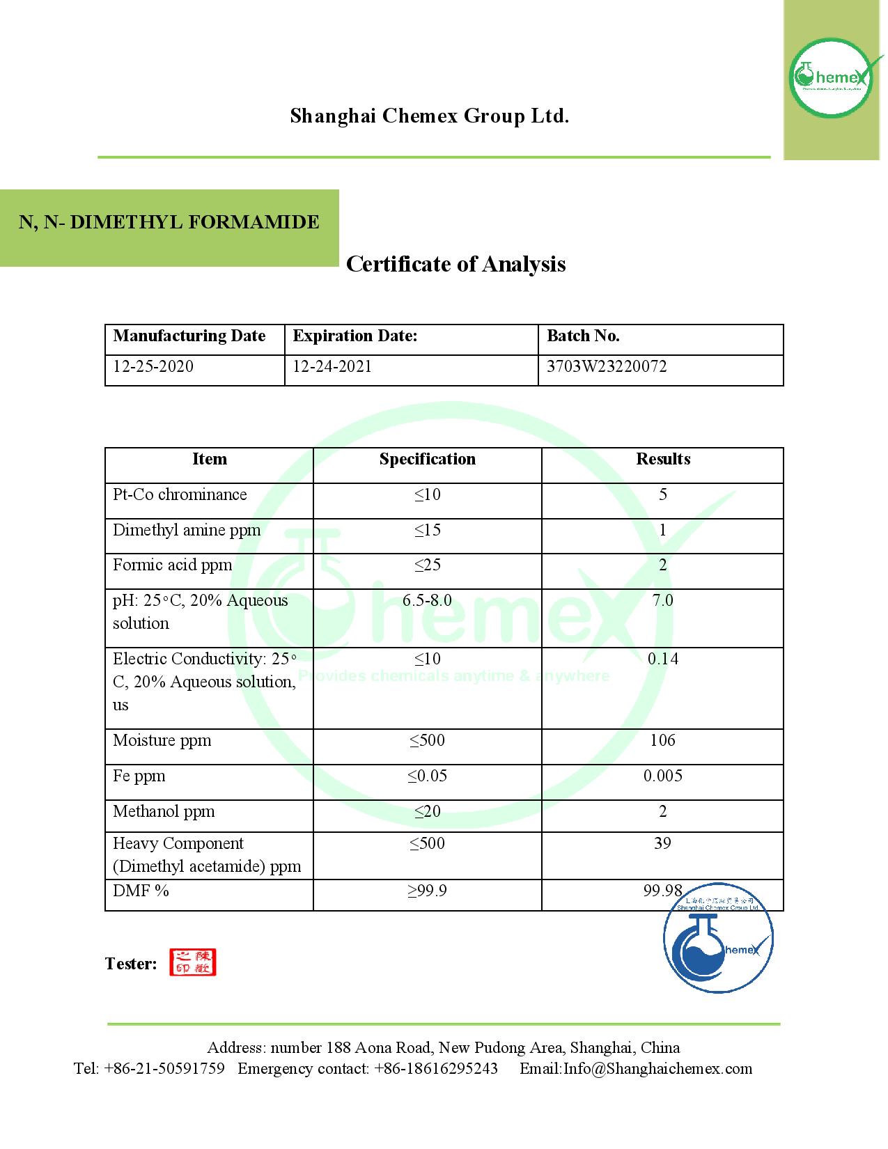 Buy Dimethylformamide; Price, Uses, and Analysis | Shanghai Chemex