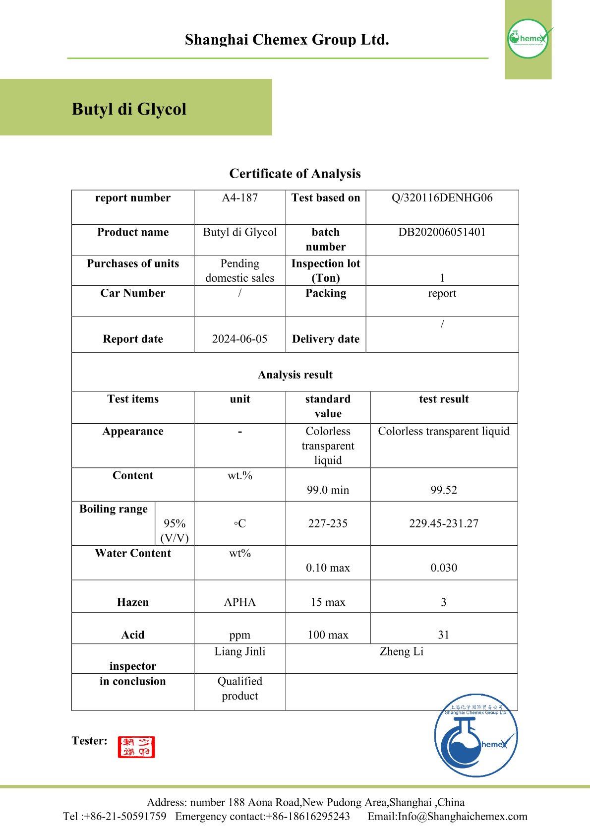 Buy Butyl Di Glycol; Price, Uses, and Analysis - Shanghai Chemex