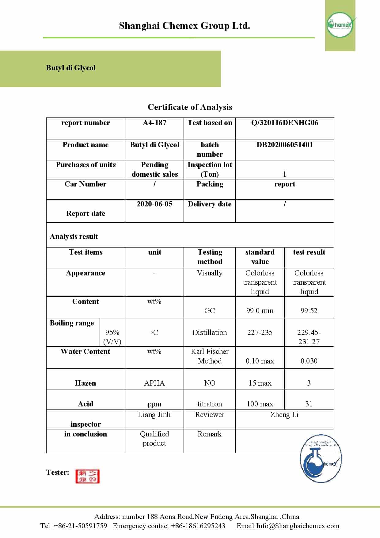 Buy Butyl Di Glycol; Price, Uses, and Analysis | Shanghai Chemex