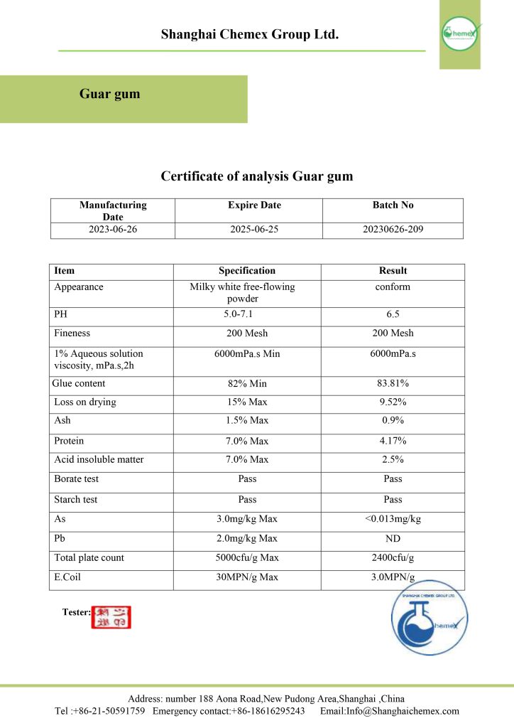 Guar gum - Shanghai Chemex