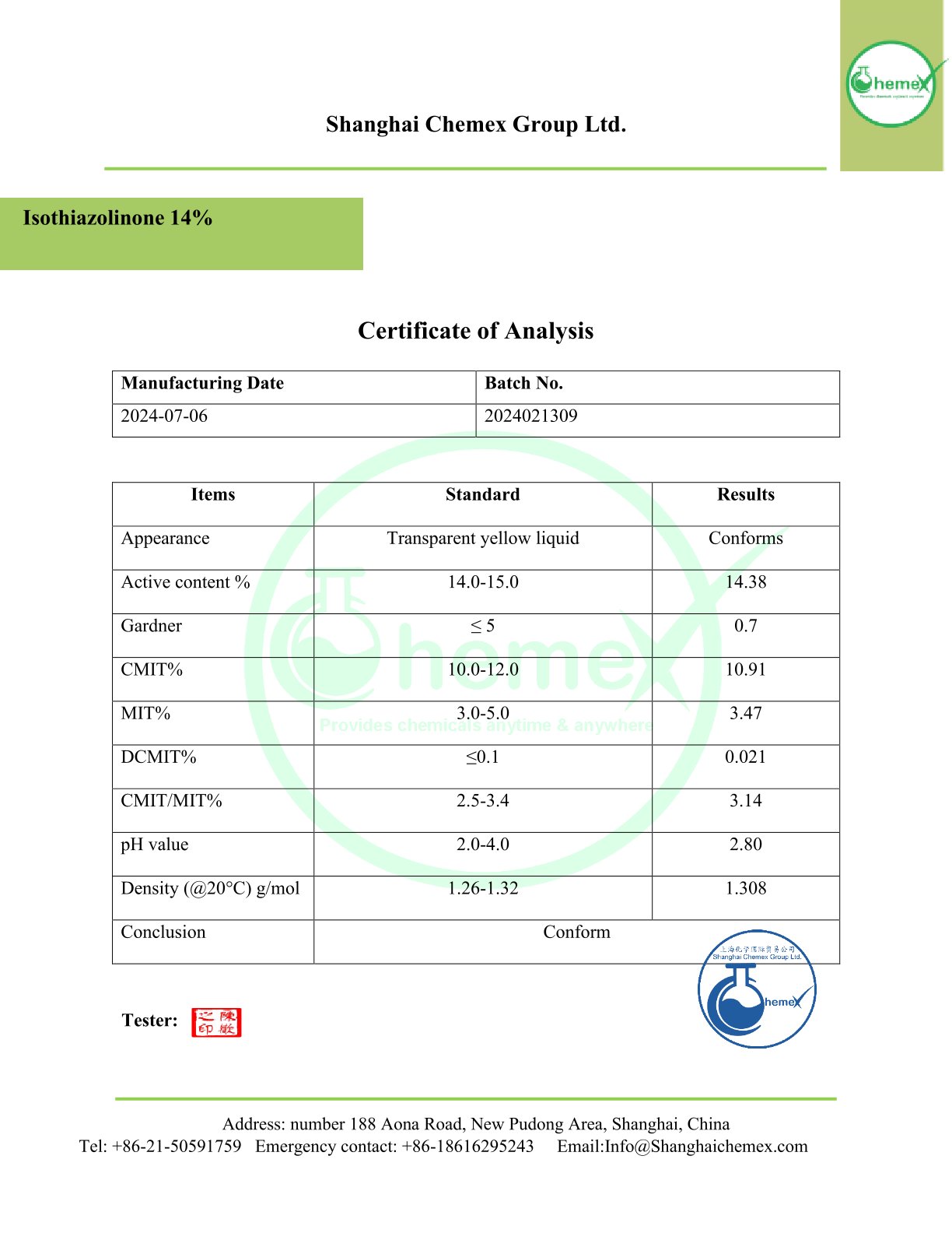 Buy Isothiazolinone; price, uses, and analysis - Shanghai Chemex