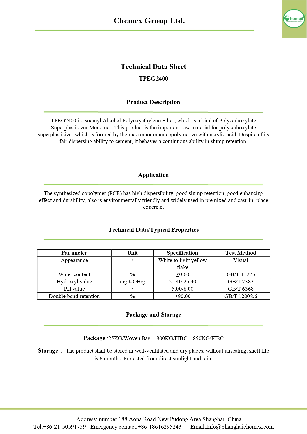 TPEG 2400 - Shanghai Chemex